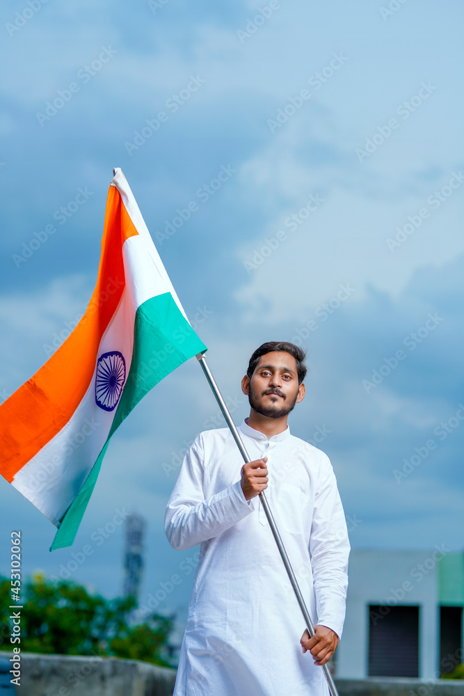 Indian man celebrating independence day Stock Photo | Adobe Stock