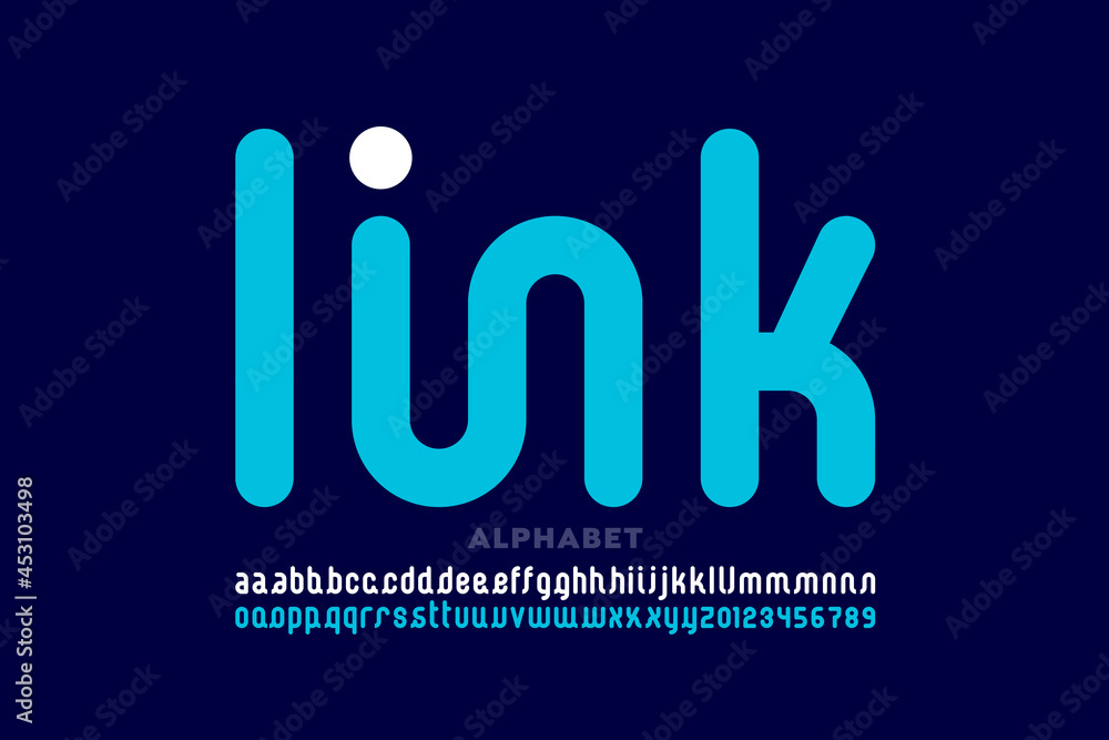 Linked letters font design, alphabet and numbers vector illustration ...