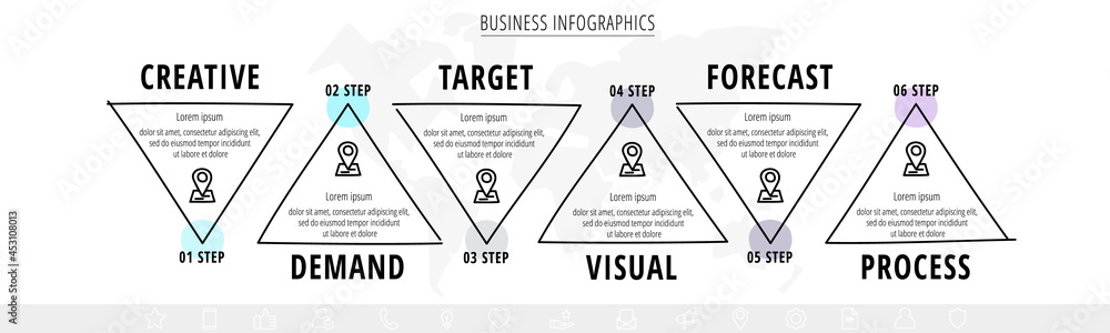 Line vector minimal infographic doodle. Hand drawn timeline business ...