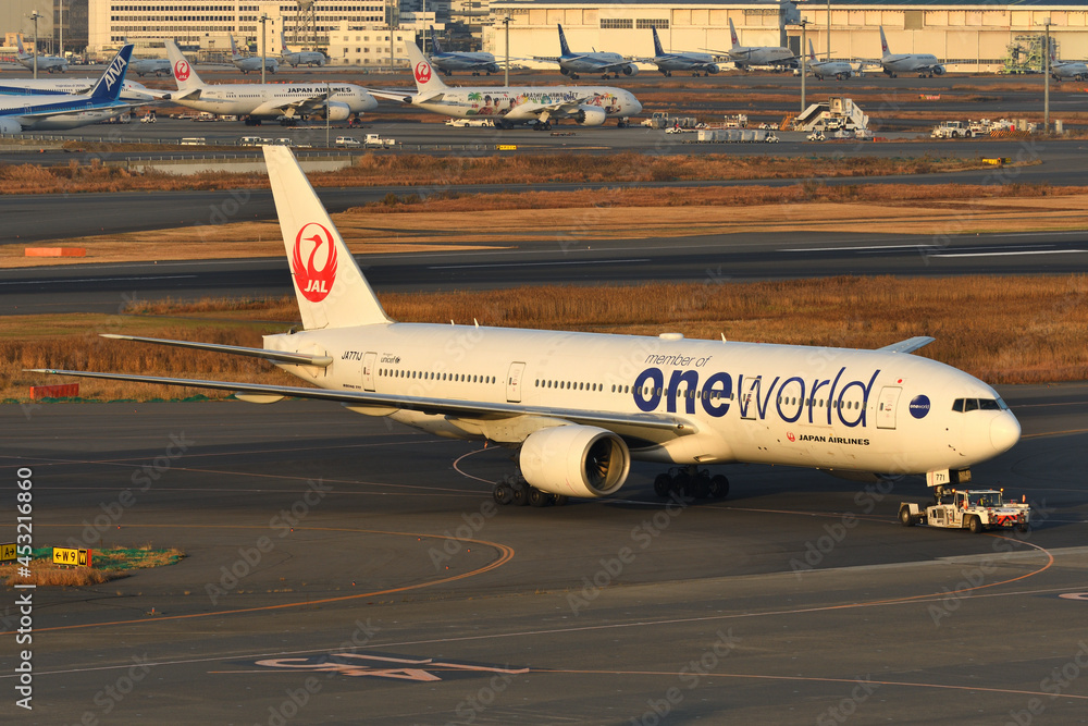 Tokyo, Japan - December 29, 2020:Japan Airlines (JAL) Oneworld livery ...