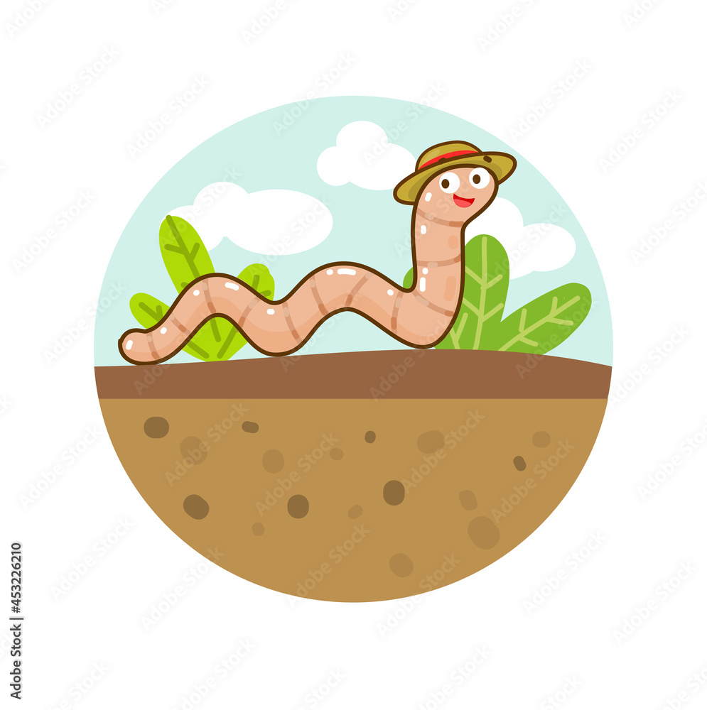Cartoon Earthworm character . Stock Vector | Adobe Stock