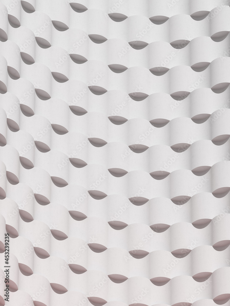Abstract white geometric architecture, wave pattern, modern building ...