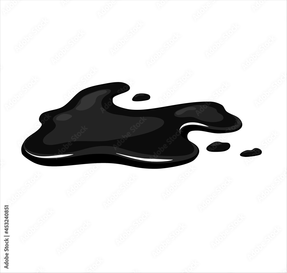 Puddle of crude oil on a white isolated background. Liquid spill ...