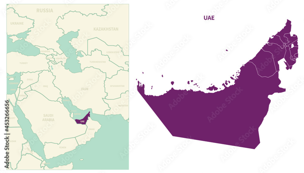 UAE map. map of UAE and neighboring countries. Stock Vector | Adobe Stock