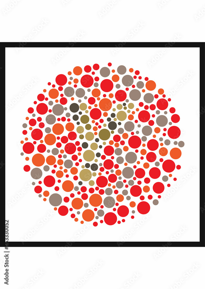 Vector graphic of Ishihara color test or Color blind test design. The ...