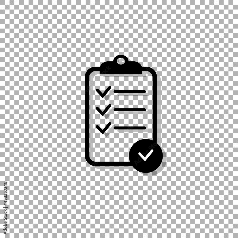 Tasks. Clipboard icon. Task done. Signed approved document icon. Project completed. Check Mark ...