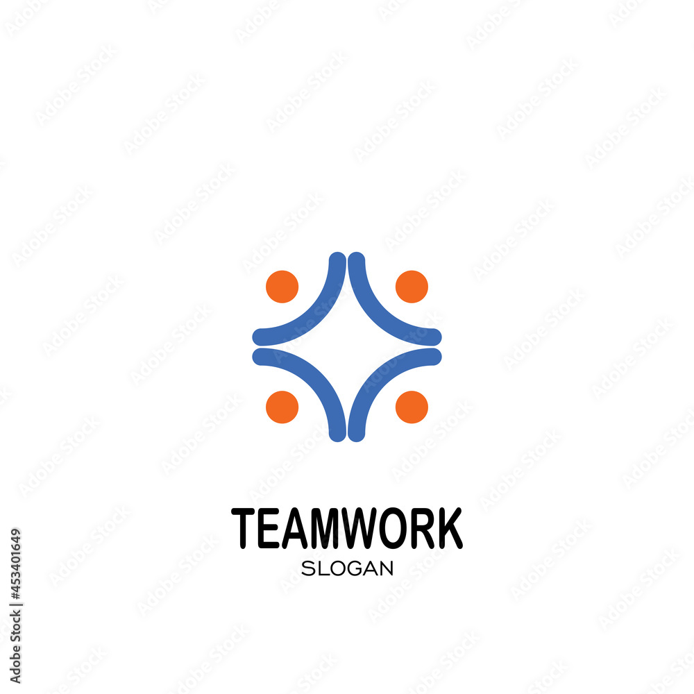 4 people together icon set. Unity, teamwork, collaborating and a symbol ...