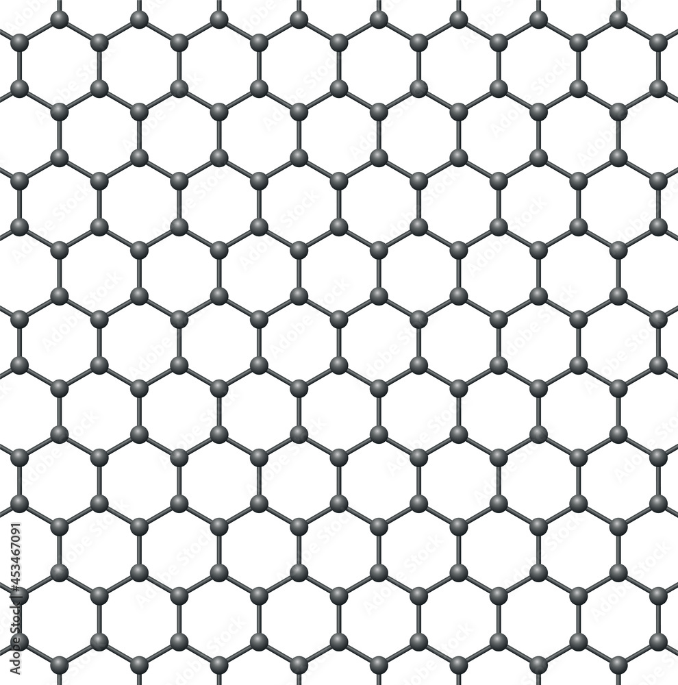 Graphene single layer. Three-dimensional schematic molecular structure ...
