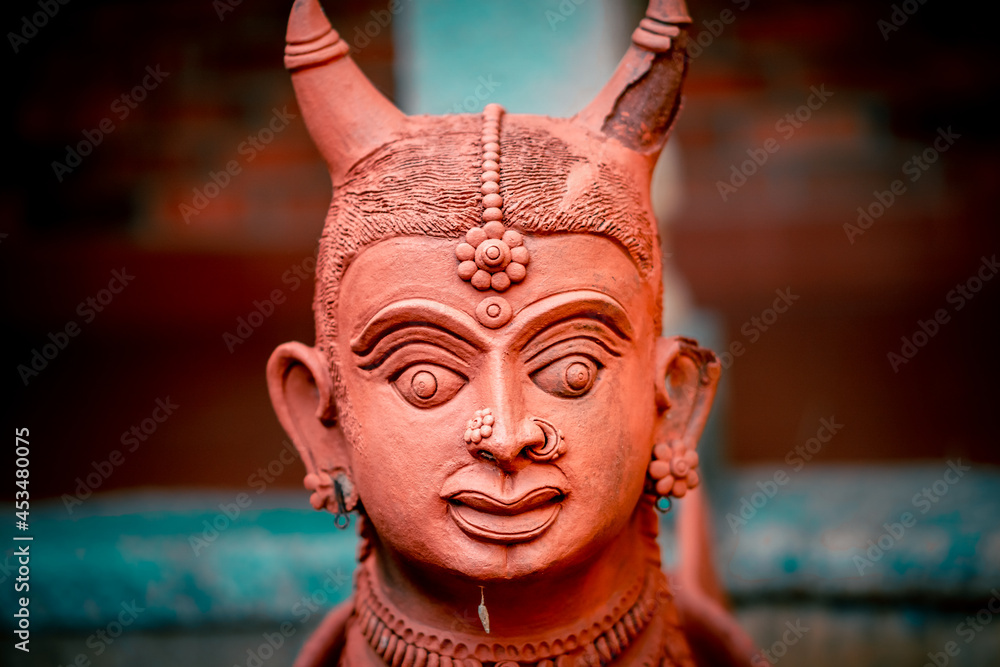Women and cow face combined creative terracotta statue, At ...
