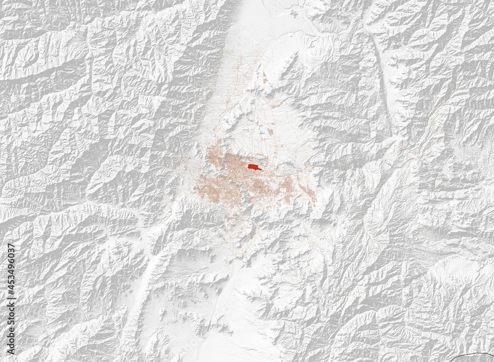 Ilustração Map of Kabul, streets, map of the capital. Satellite view ...