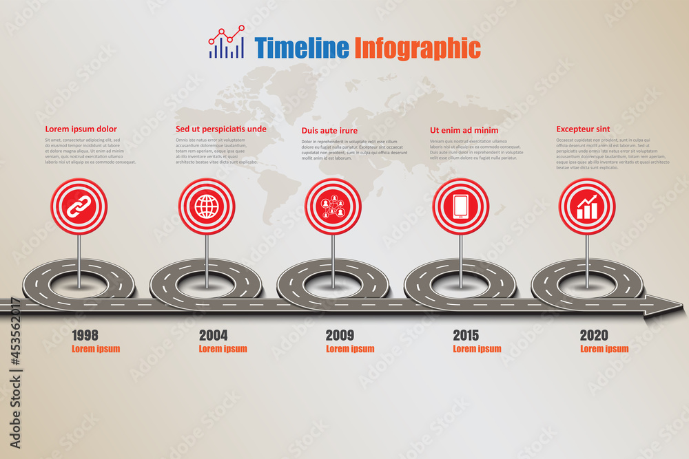 Business roadmap timeline infographic template with road sign design ...