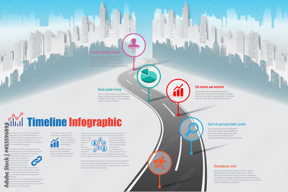 Business roadmap timeline infographic city designed for abstract ...