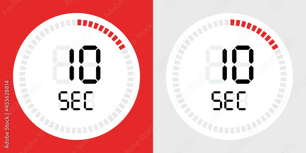 เวกเตอร์ Stock 10 second timer clock. Stopwatch icon countdown time ...