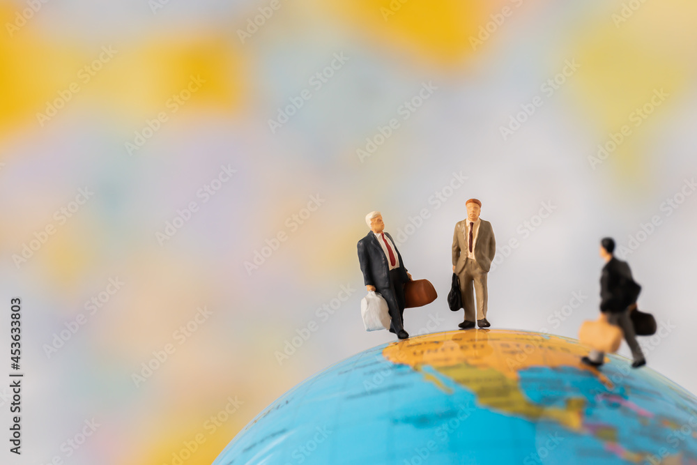 Miniature people Group Business man mini figures standing thinking on ...