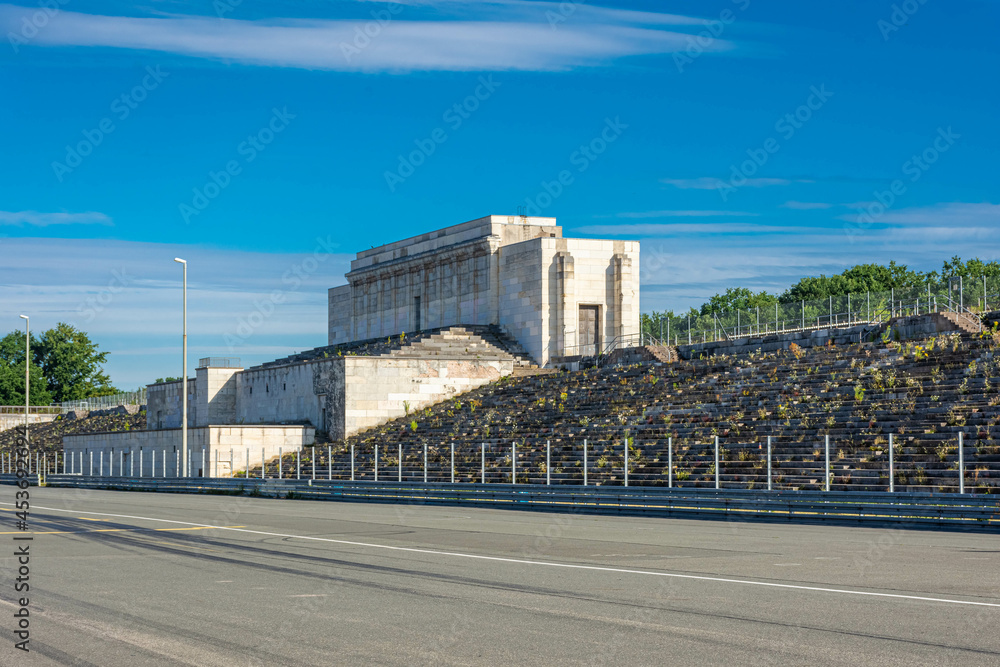 NUREMBERG, GERMANY, 28 JULY 2020 Remains of the Zeppelinfeld grandstand ...