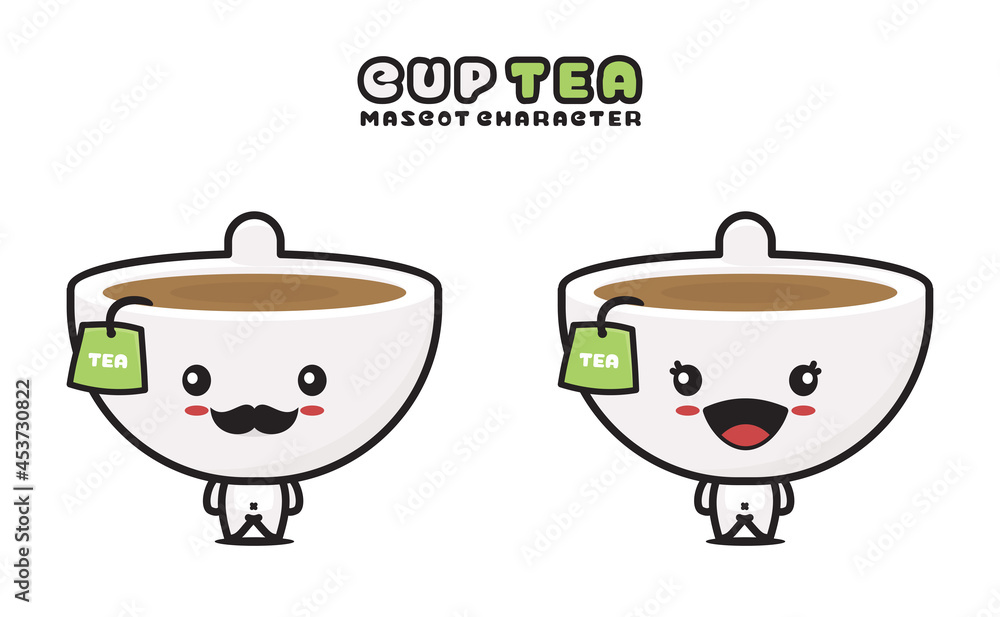 cute cup tea mascot character, drink cartoon illustration Stock Vector ...