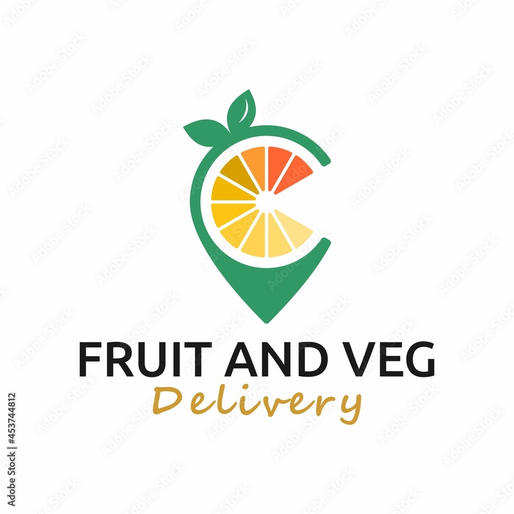 เวกเตอร์ Stock Vector logo design for Fruits & vegetables delivery, Creative Fruits & vegetables ...