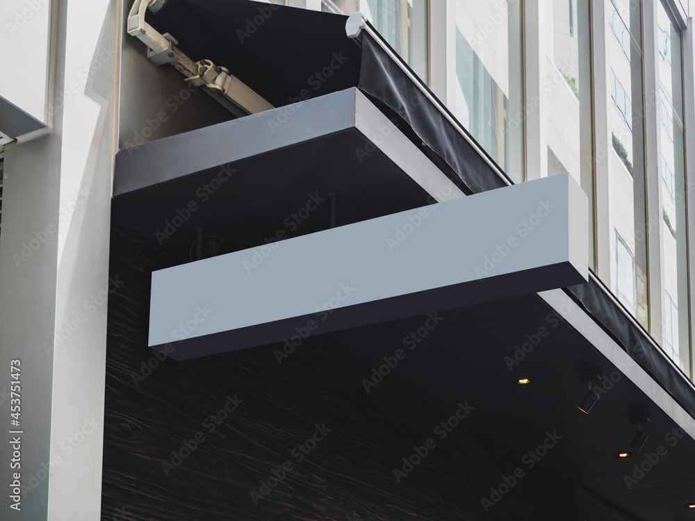 Mock up Black box Blank signage Shop Sign logo hanging exterior ...