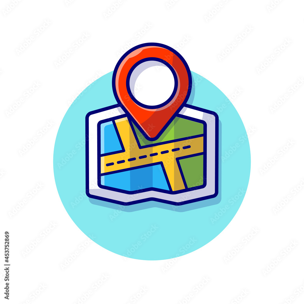 Maps Cartoon Vector Icon Illustration. Transportation Travel Icon ...