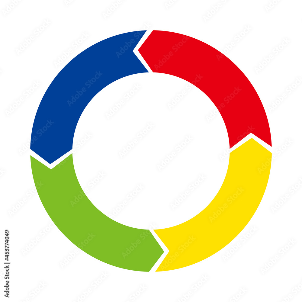 Infographics. Pie chart divided into 4 parts, charts, illustrations ...