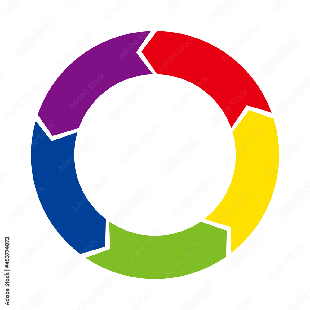 Infographics. Pie chart divided into 5 parts, charts, illustrations ...