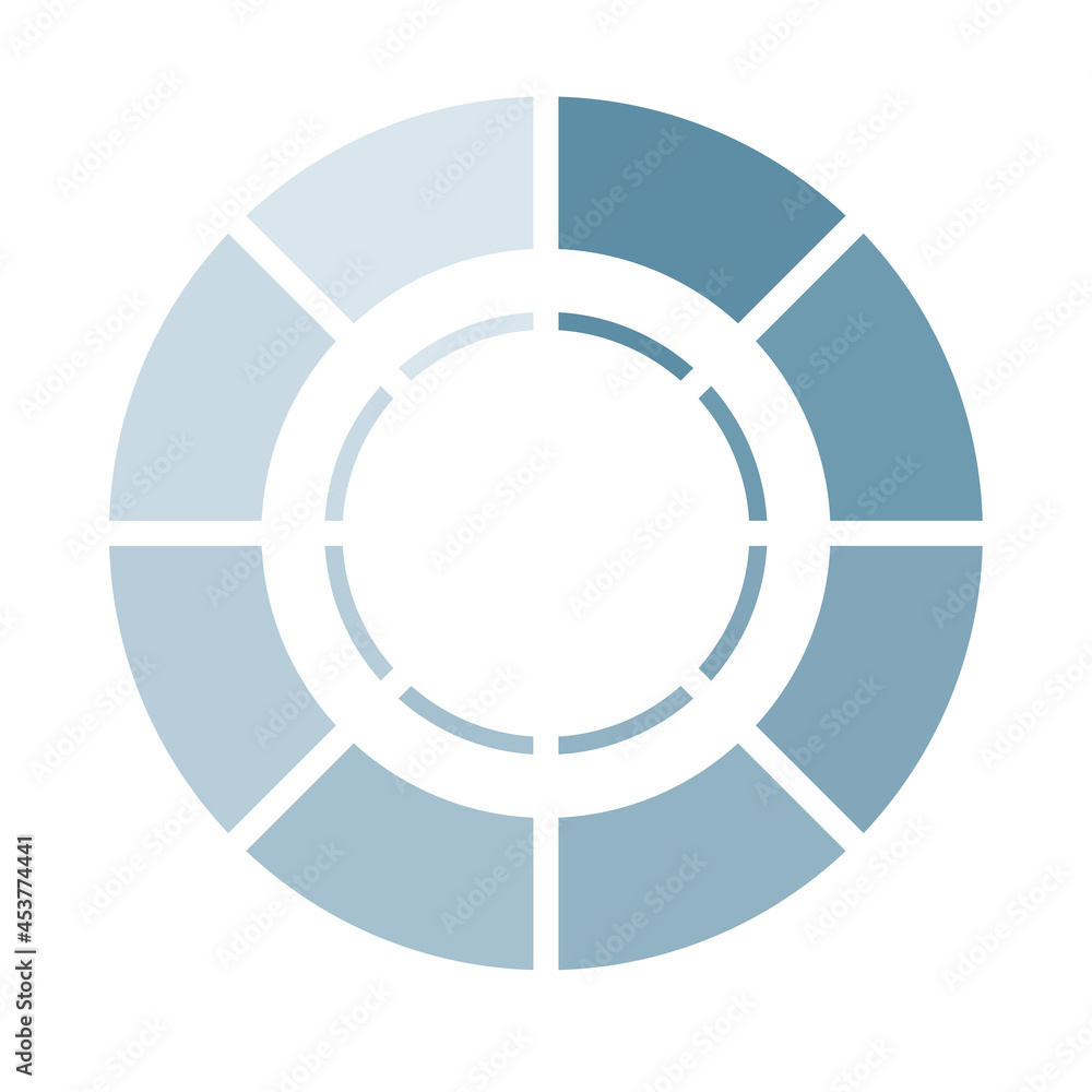 Stock-Vektorgrafik „Infographics. Pie chart divided into 8 parts, charts, illustrations, PDCA ...