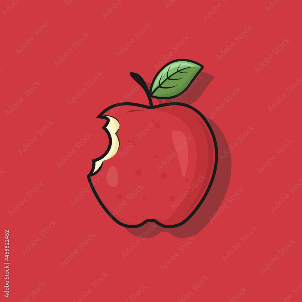 Apple Fruit illustration Cartoon Vector - Fresh bite apple Fruit Front ...
