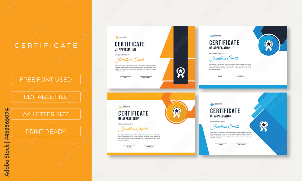 Certificate template pack Stock Vector | Adobe Stock