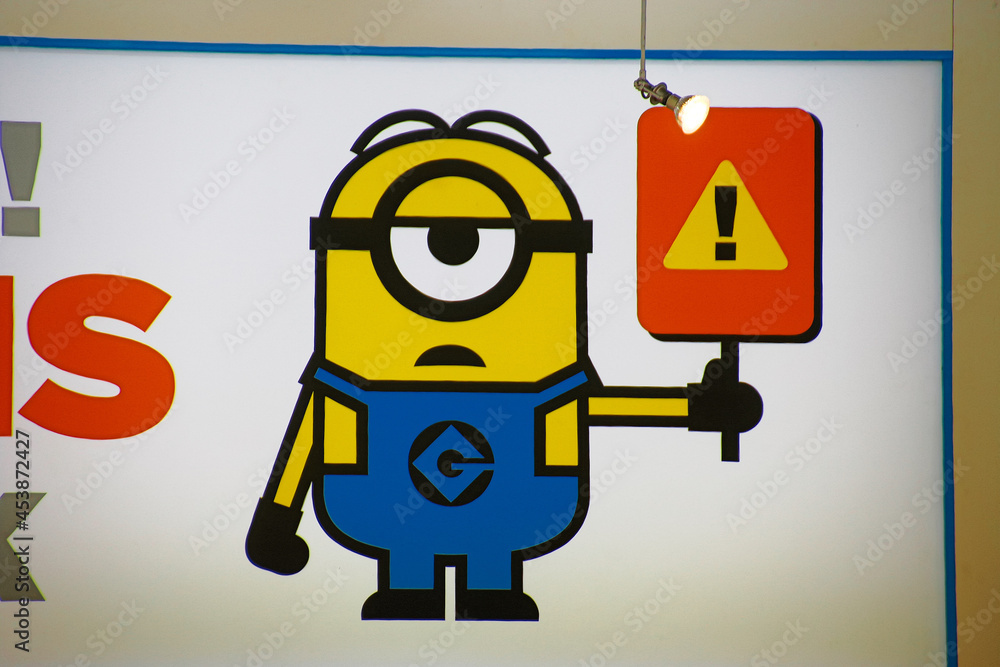 OSAKA, JAPAN - Nov 13, 2019 : Close up of HAPPY MINION statue in ...