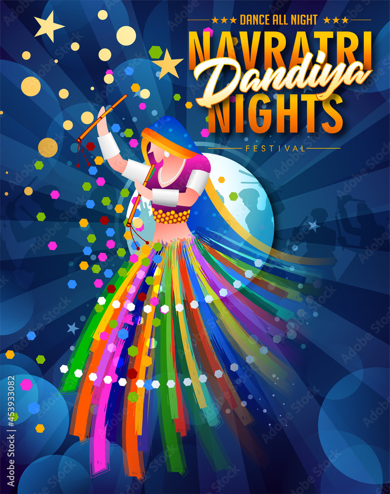 Illustration of couple playing Garba and Dandiya in Navratri ...