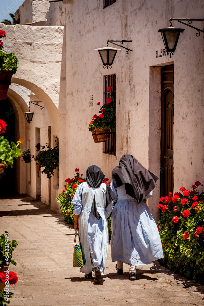 Two nuns at The Monastery of Santa Catalina de Siena, UNESCO World ...