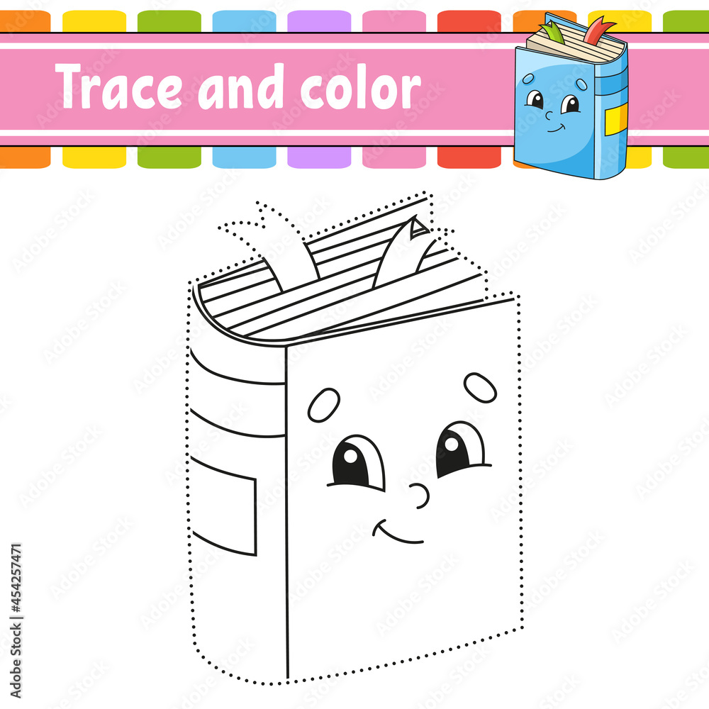 Trace and color. Coloring page for kids. Back to school theme ...