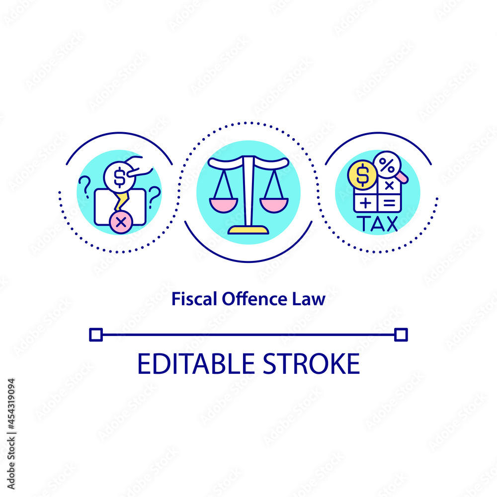 Vector de Stock Fiscal offence law concept icon. Avoid tax pay abstract ...