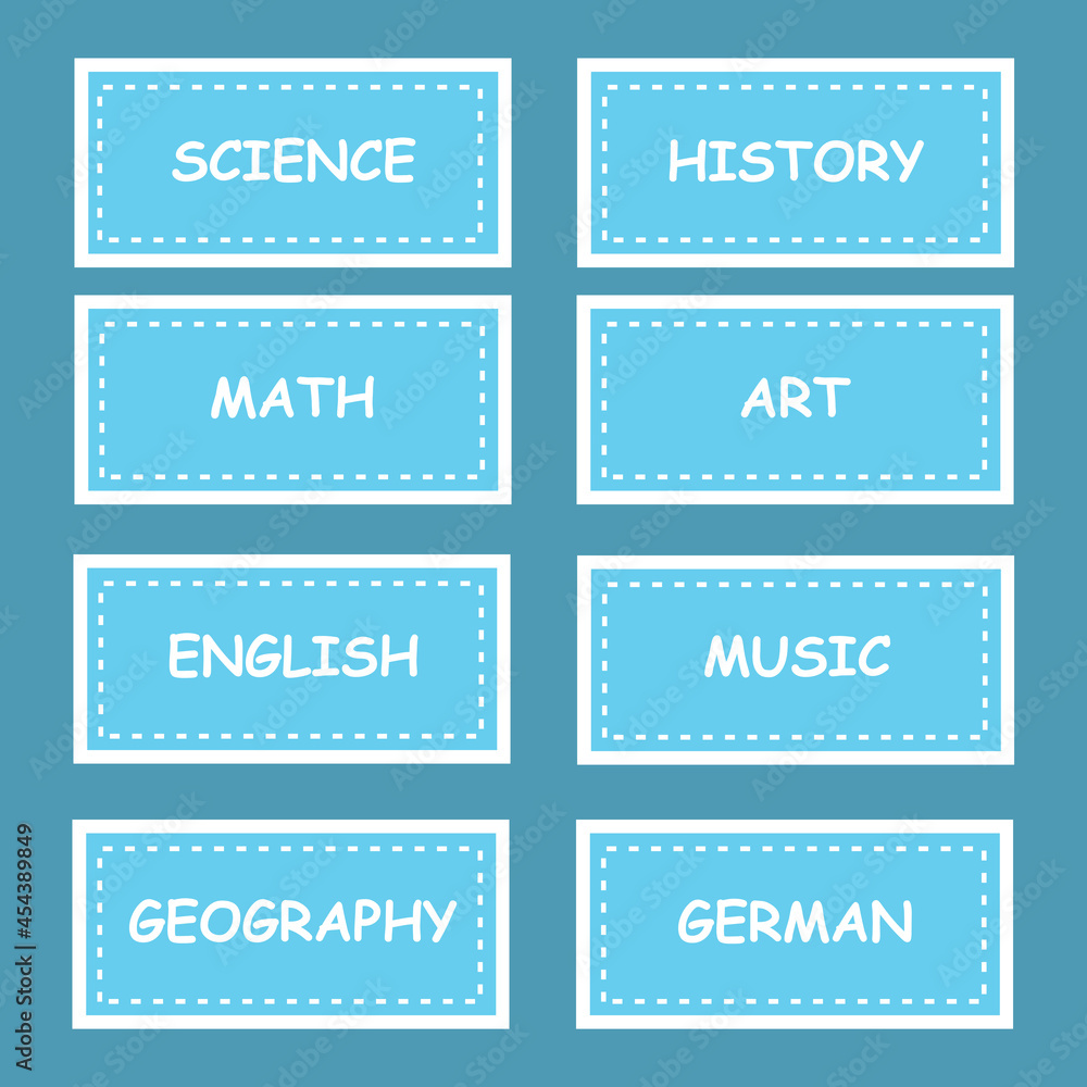 School Subject Labels2 Stock Vector | Adobe Stock