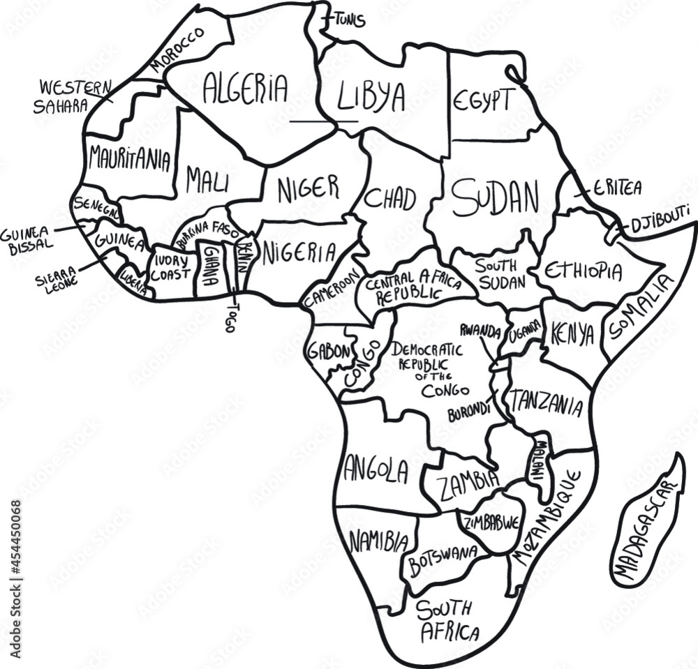 cartoon map of the african continent Stock Vector | Adobe Stock