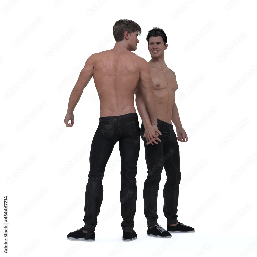 Illustration Stock 3d Render A Couple Of Man Who Has Same Sex