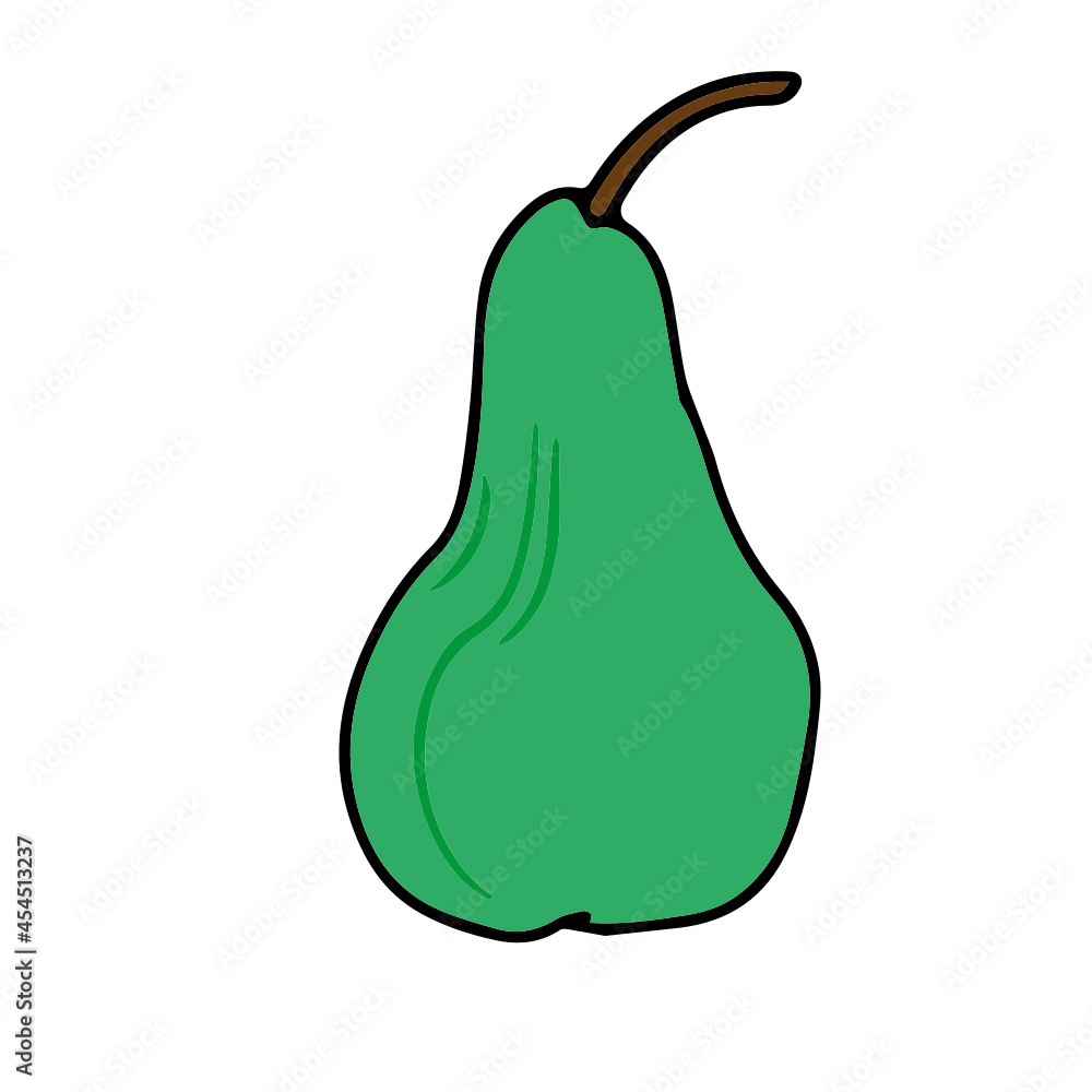 Pear Fruit Line Art Colour Sketch Creature Animal Outline Silhouette ...