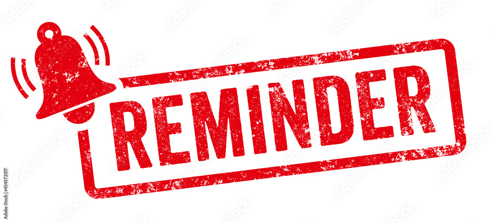 Red stamp with bell - Reminder Stock Illustration | Adobe Stock