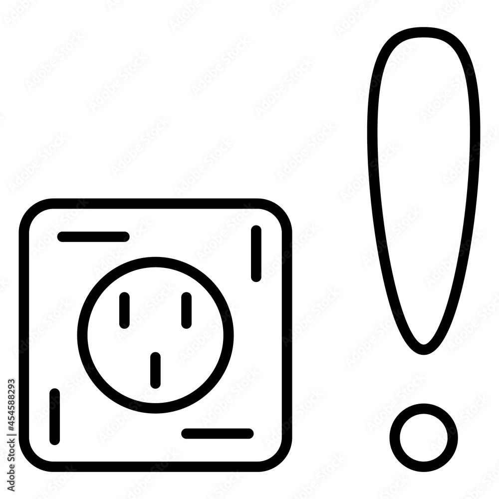 Attention! An electrical outlet. Danger of open devices. Exclamation ...