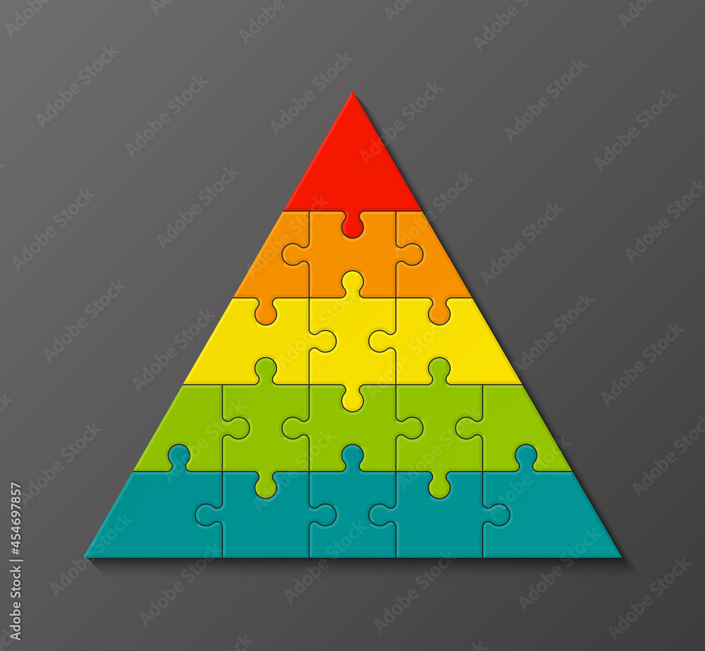 Five levels color pyramid. Puzzle presentation infographic template ...