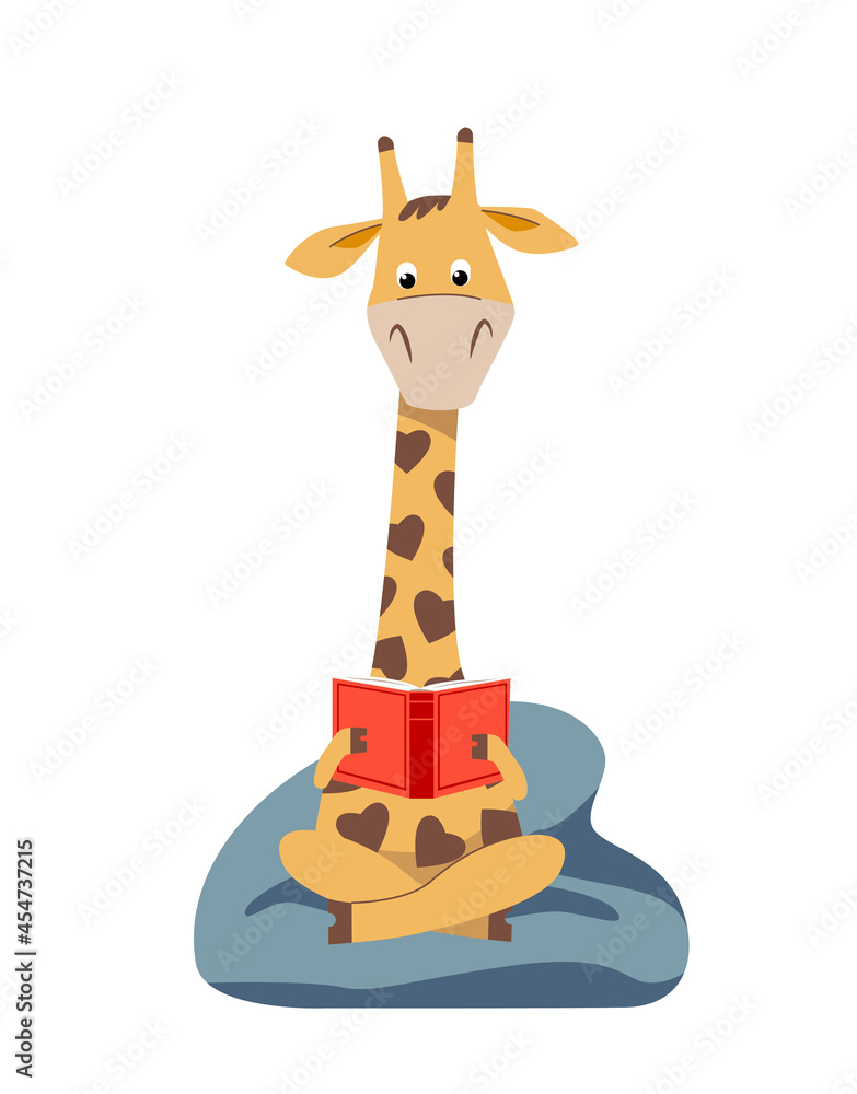 Giraffe Reading A Book