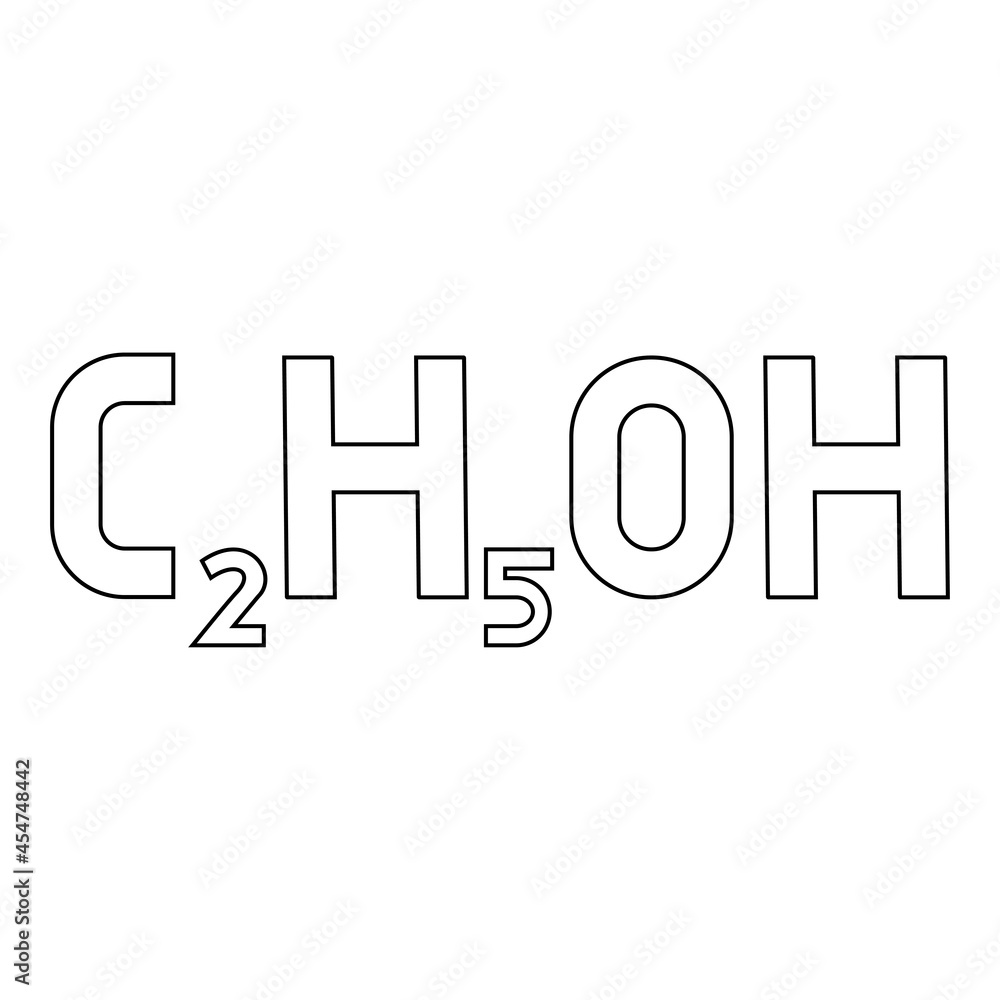 Chemical formula C2H5OH ethanol Ethyl alcohol contour outline icon ...