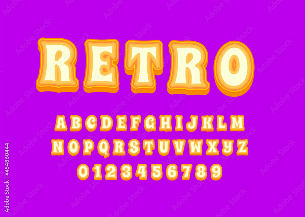 Retro 70s style font alphabet design Stock Vector | Adobe Stock
