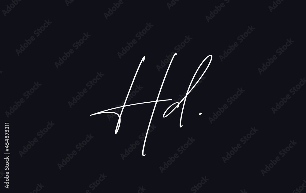 Stylish and elegant letter HD with dark blue background signature logo ...