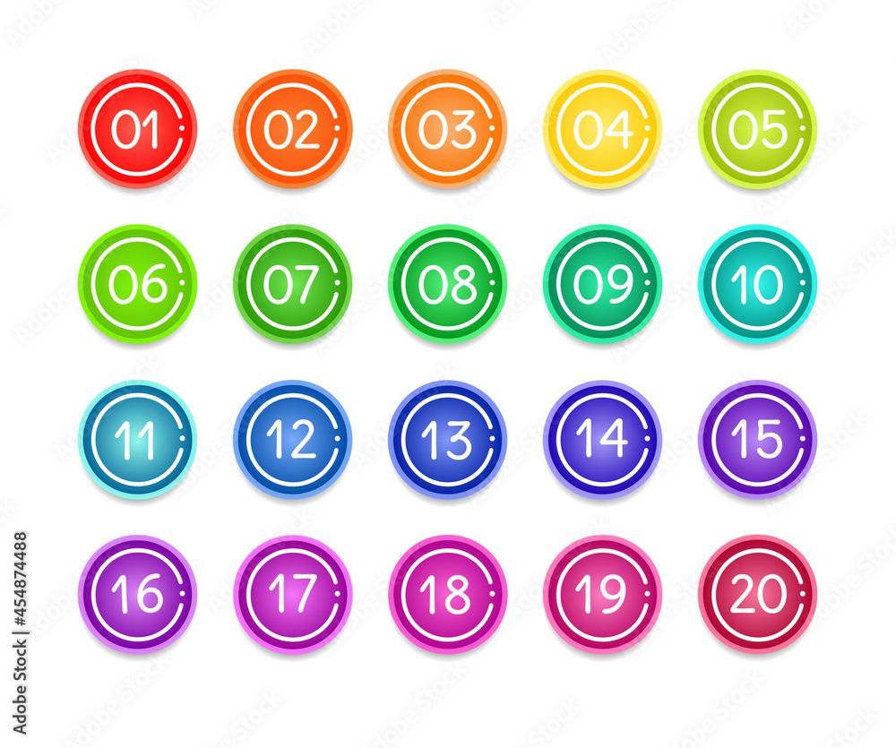 Bullet numbers. Infographic buttons and points. Icon with numbers from ...