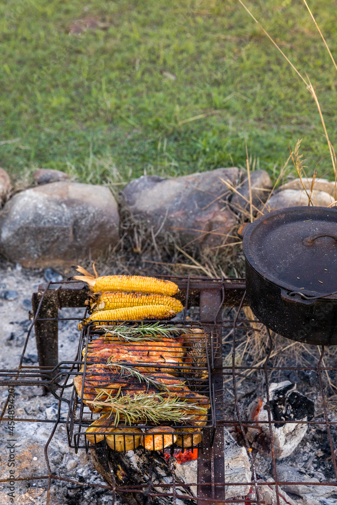 Camp fire cooking in Australian bush setting Stock Photo | Adobe Stock