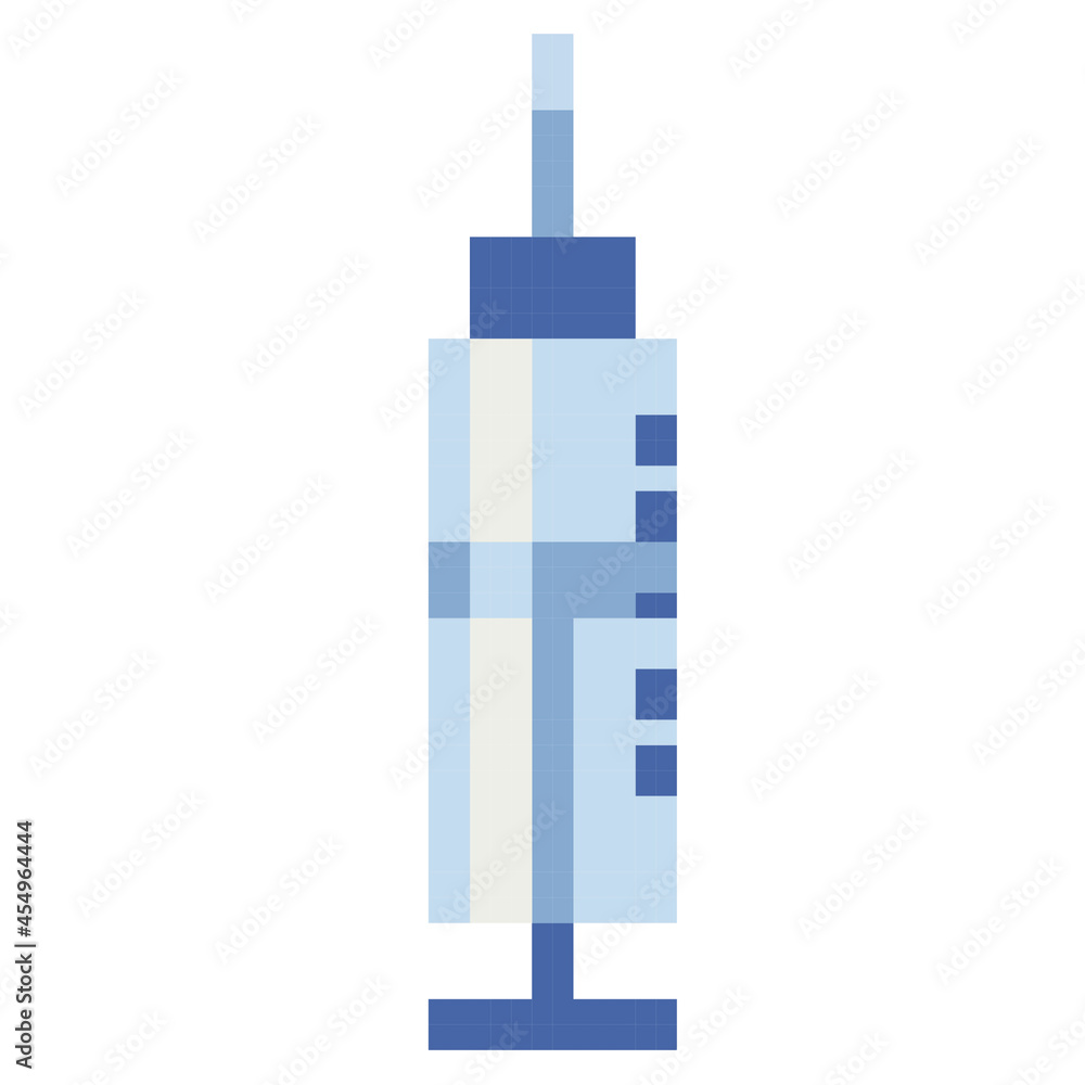 Syringes pixel art icon. Syringe with injection medicine isolated ...