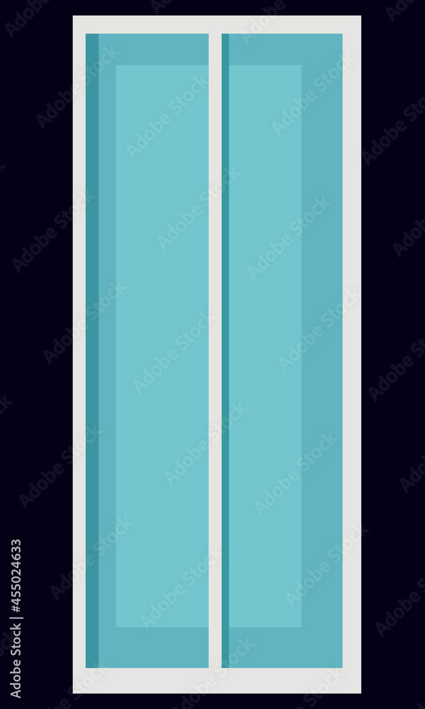 Vector illustration of a flat blue window design template against a ...