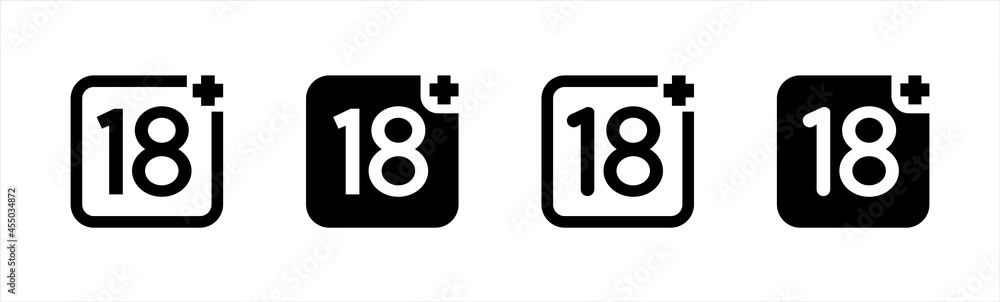 Vetor Age restriction signs. 18+ Icon set. Marks age limit. Sign for ...