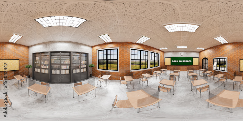 New normal classroom and spacing of tables and chairs to prevent the ...